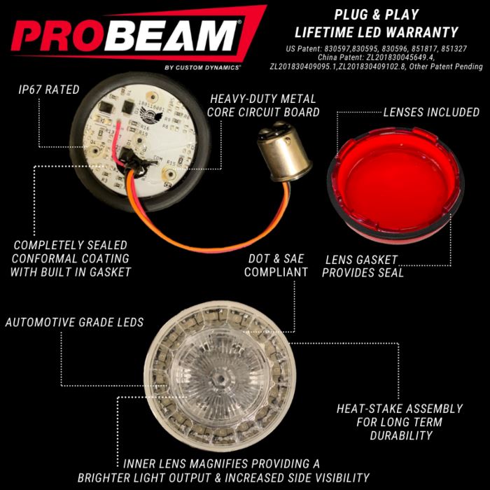 Custom Dynamics Probeam Solid Red 1157 Rear LED Inserts Custom Dynamics Probeam Solid Red 1157 Rear LED Inserts